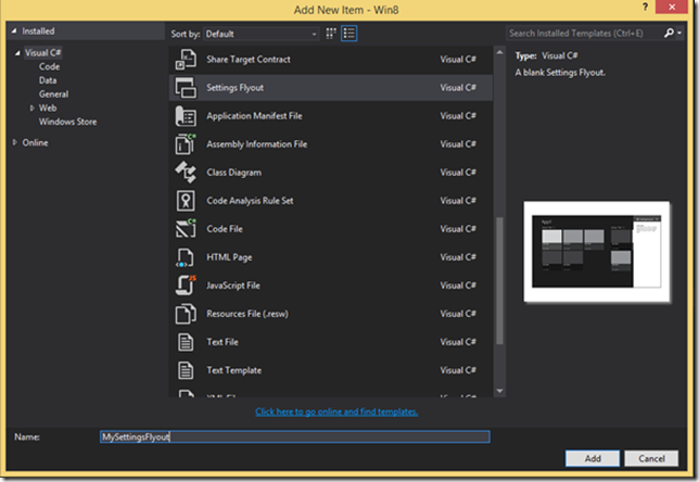 Implementing a SettingsFlyout (settings pane) in Windows Store Apps 81
