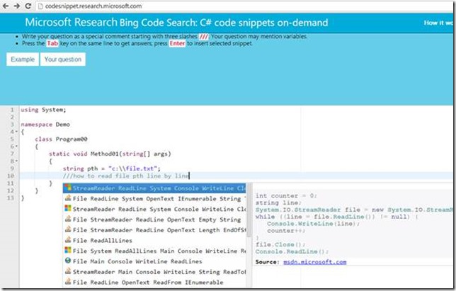Testing Bing Code Search Visual Studio Extension (with video)